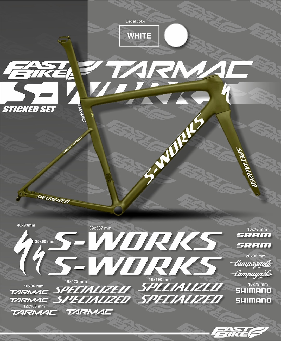 Custom S-works Tarmac Bike Decal Sticker Set - Etsy