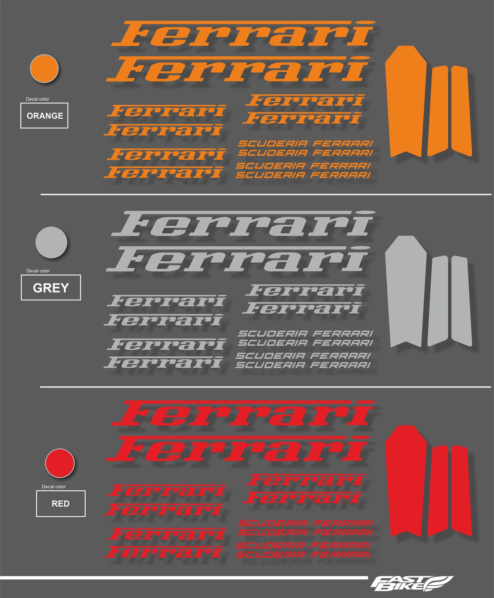 FERRARI Decal Stickers on Bike.ferrari Decals - Etsy