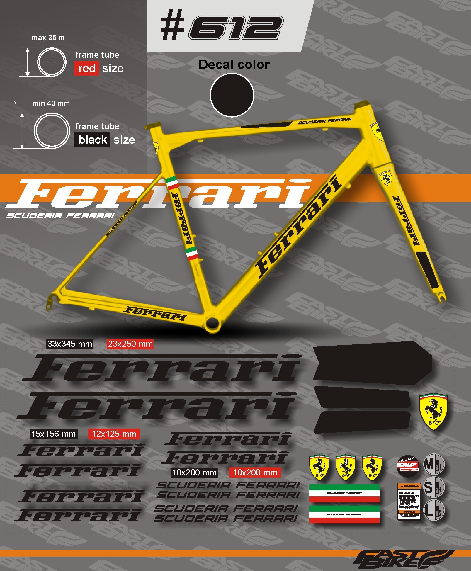 FERRARI Decal Stickers on bike.FERRARI decals | Etsy