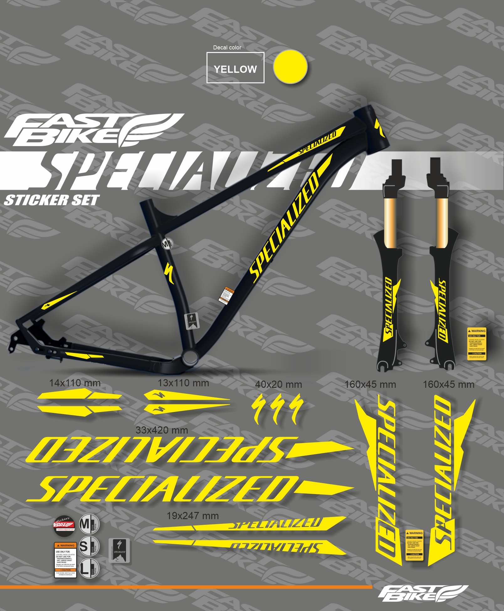 Custom Made Specialized Decals on Bike. Frame and Fork - Etsy Norway