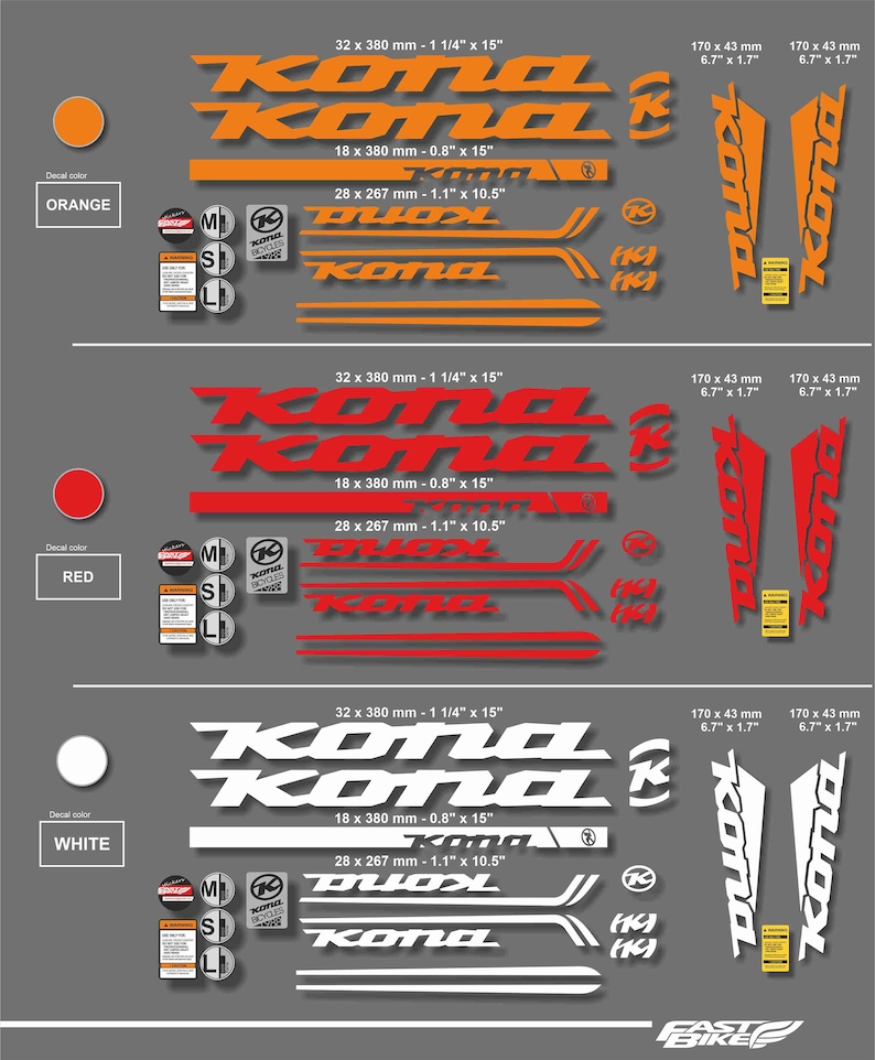 Custom Made Kona Decal Stickers on Bike. Kona Decals - Etsy