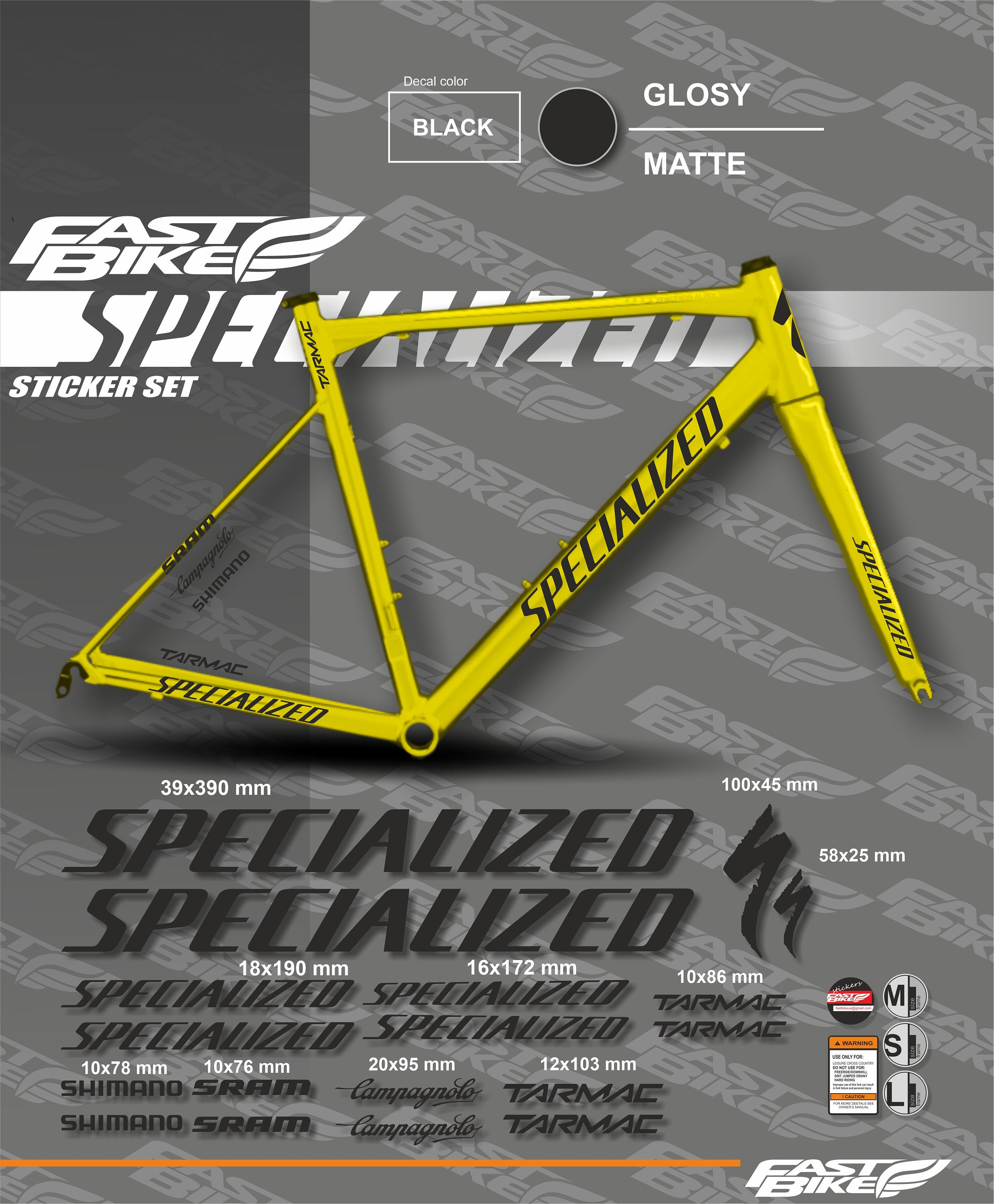 Custom Made Specialized Tarmac Decal Stickers on Bike. - Etsy Australia