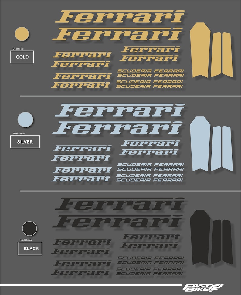 FERRARI Decal Stickers on Bike.ferrari Decals - Etsy