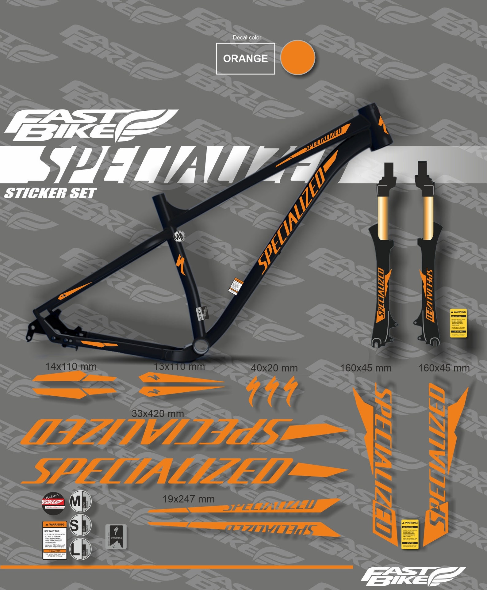 Custom Made Specialized Decals on Bike. Frame and Fork - Etsy