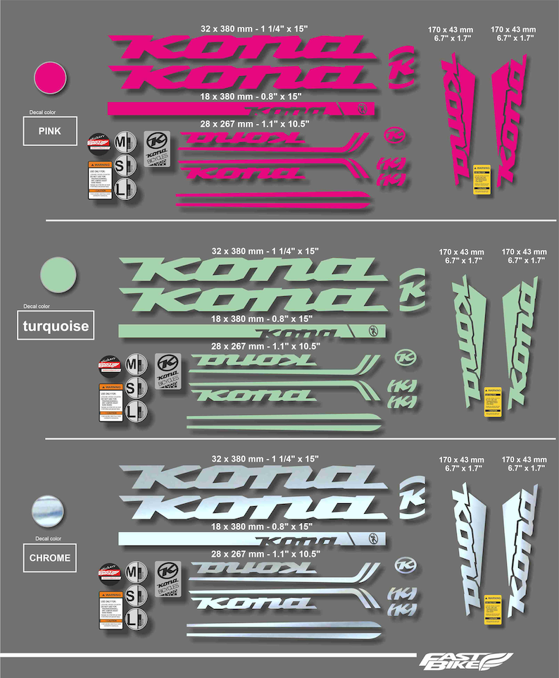 Custom Made Kona Decal Stickers on Bike. Kona Decals - Etsy