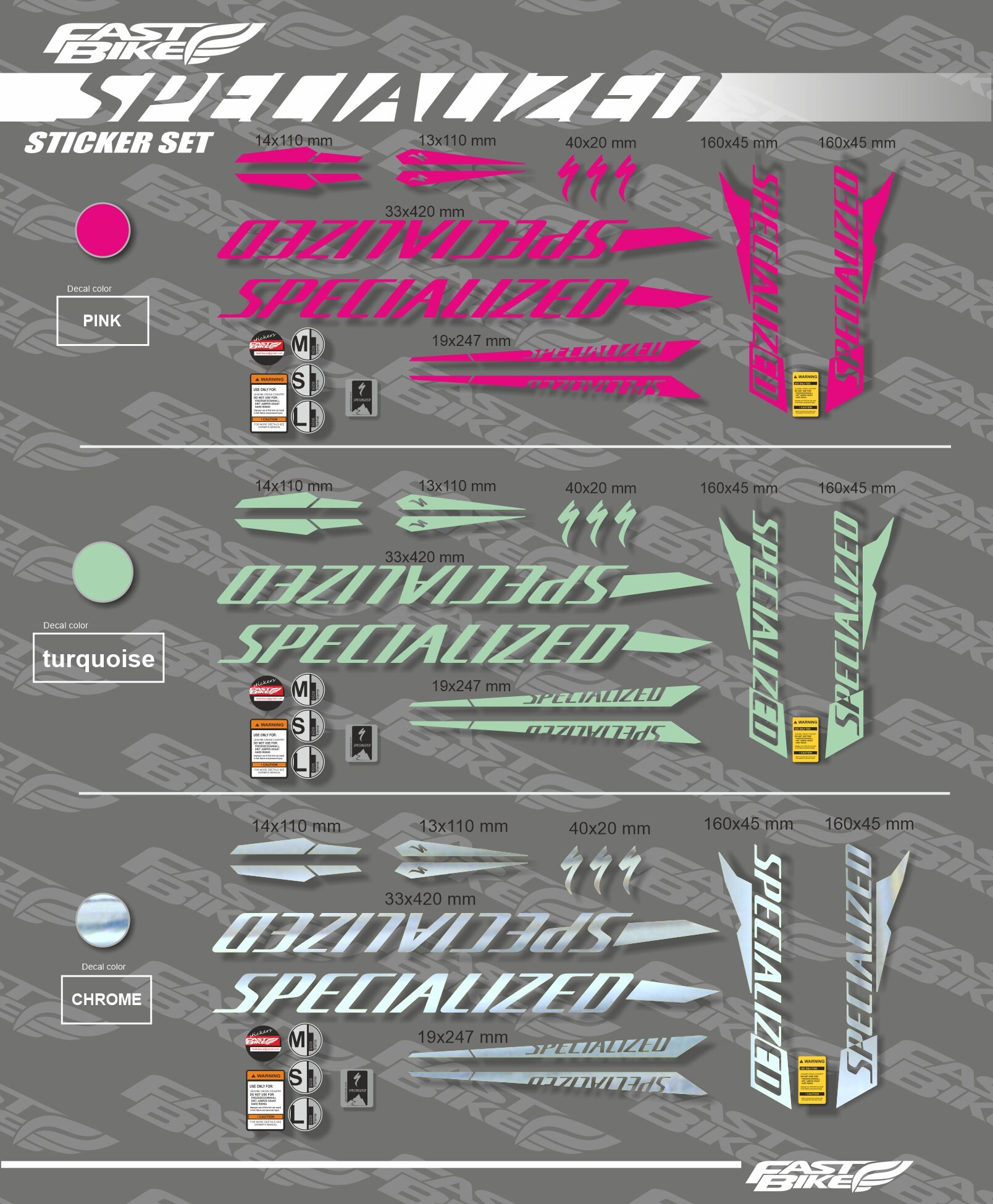 Custom Made Specialized Decals on Bike. Frame and Fork - Etsy Norway