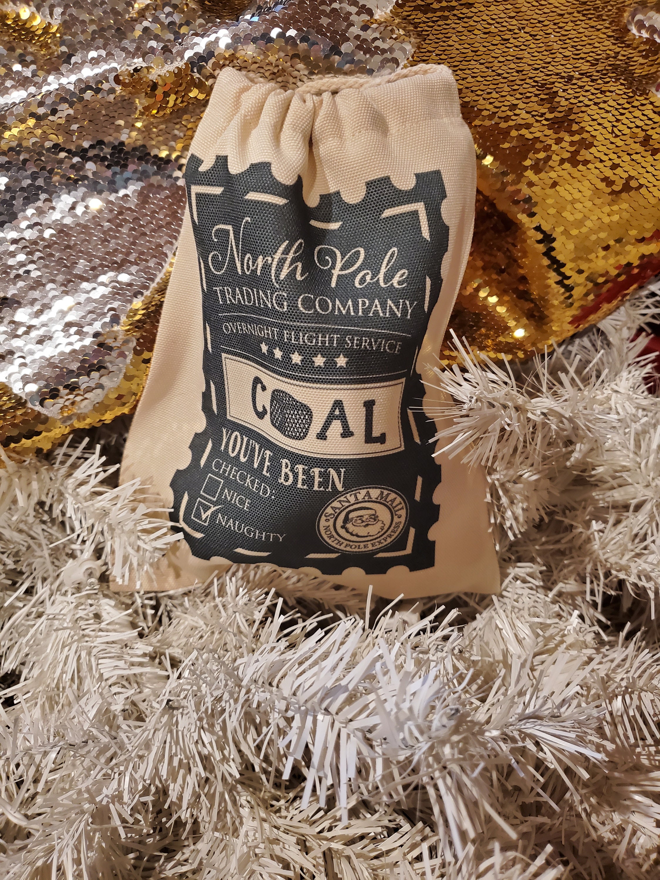 PERSONALIZED Santa Coal Bag - Etsy
