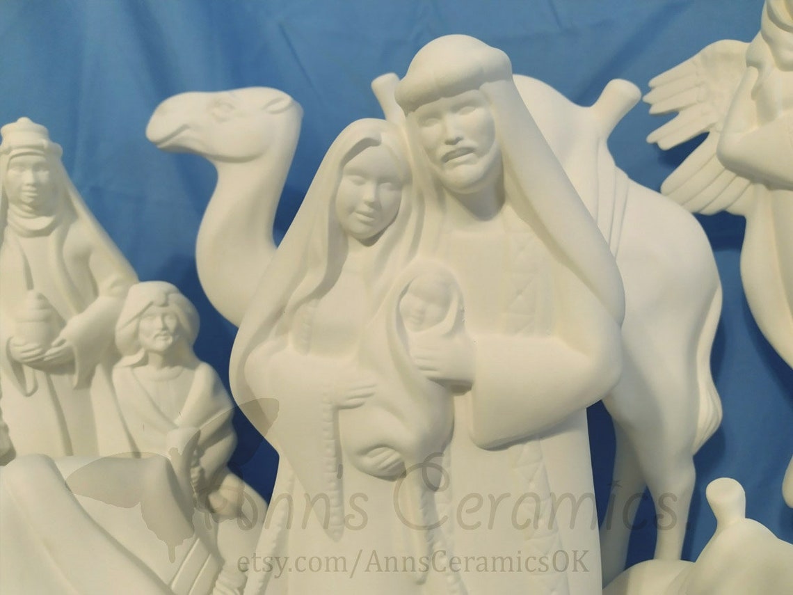 Large Pottery Nativity Set Paint Your Own Bisque - Etsy