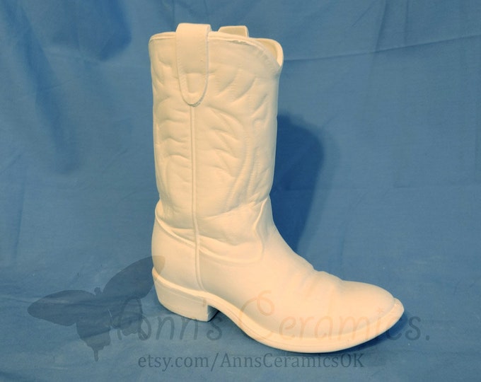 Unpainted Ceramic Boot, Realistic Cowboy Boots, Unfinished Bisque ...