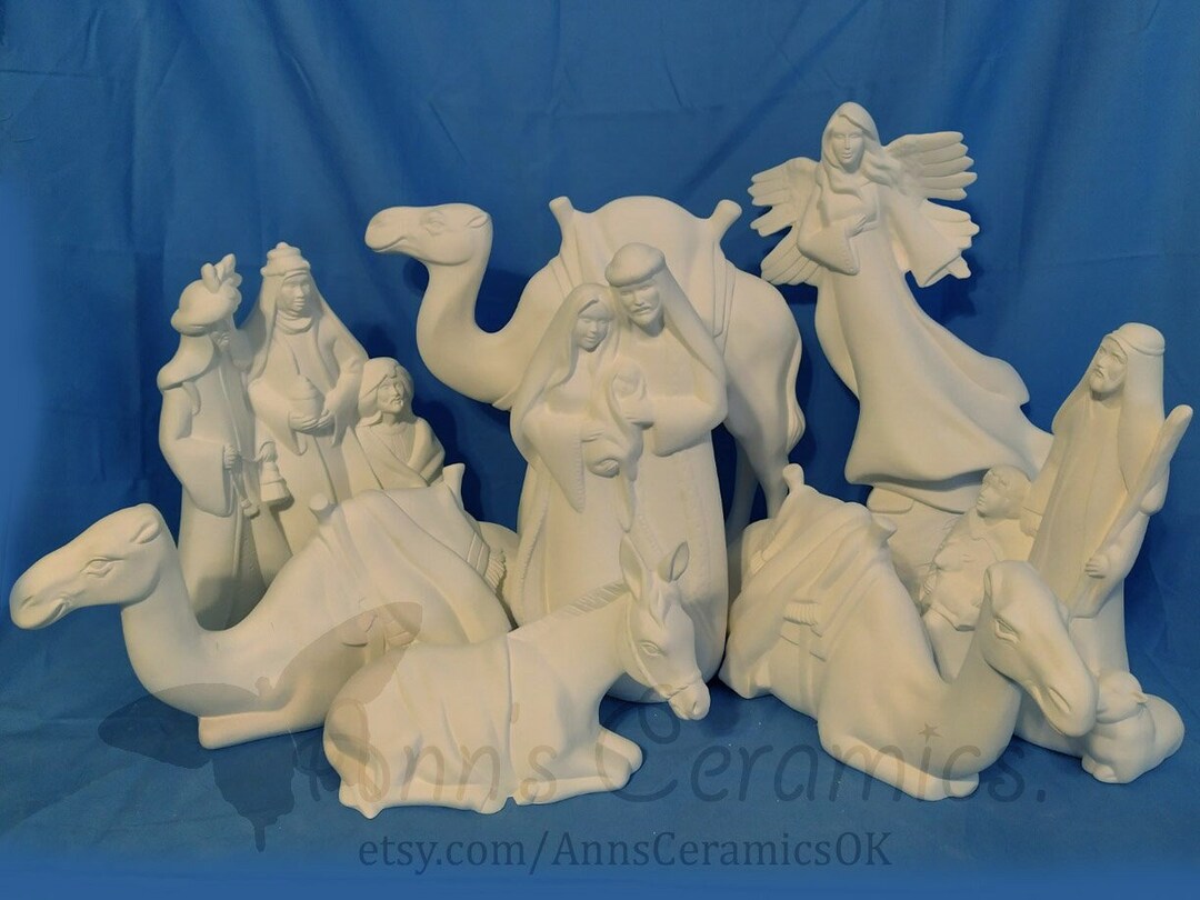 Large Pottery Nativity Set - Paint Your Own Bisque - Etsy