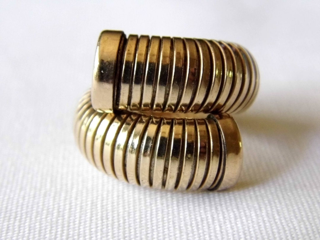 Vintage 1/20 12K Gold Filled Coil Bypass Flexible Adjustable Ring Fun ...