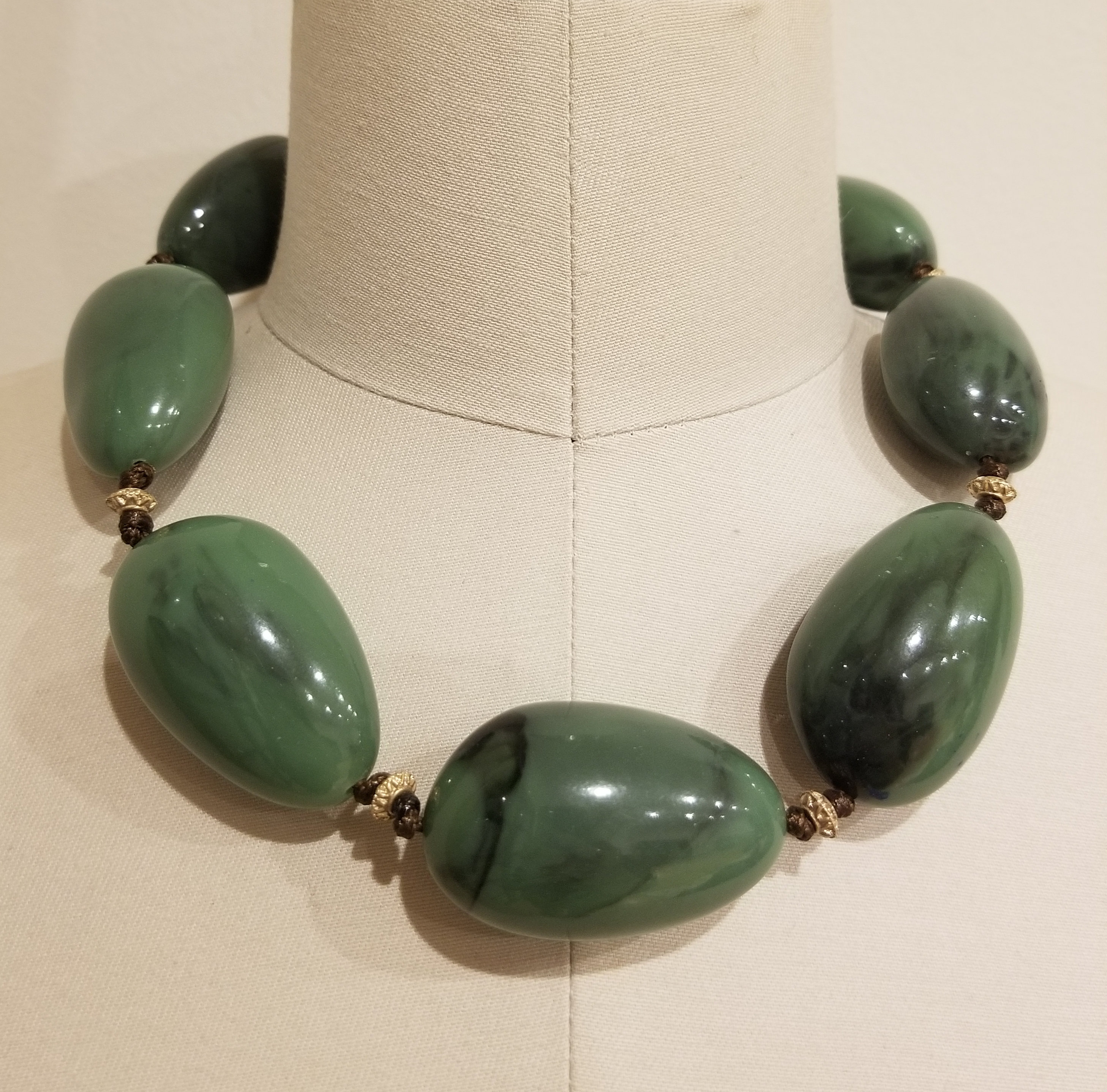 Vintage Signature Ralph Lauren Faux Jade Verde Chunky Necklace 90s ...