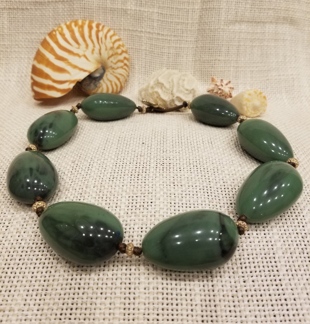 Vintage Signature Ralph Lauren Faux Jade Verde Chunky Necklace 90s ...