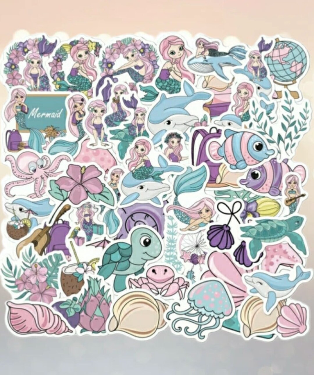 Mermaid/ocean Sticker Pack - Etsy