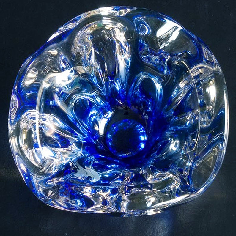 Blue Bayel Art Glass Bowl MCM French Art Glass - Etsy