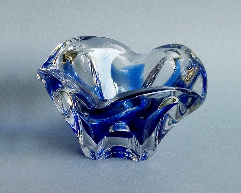 Blue Bayel Art Glass Bowl MCM French Art Glass - Etsy