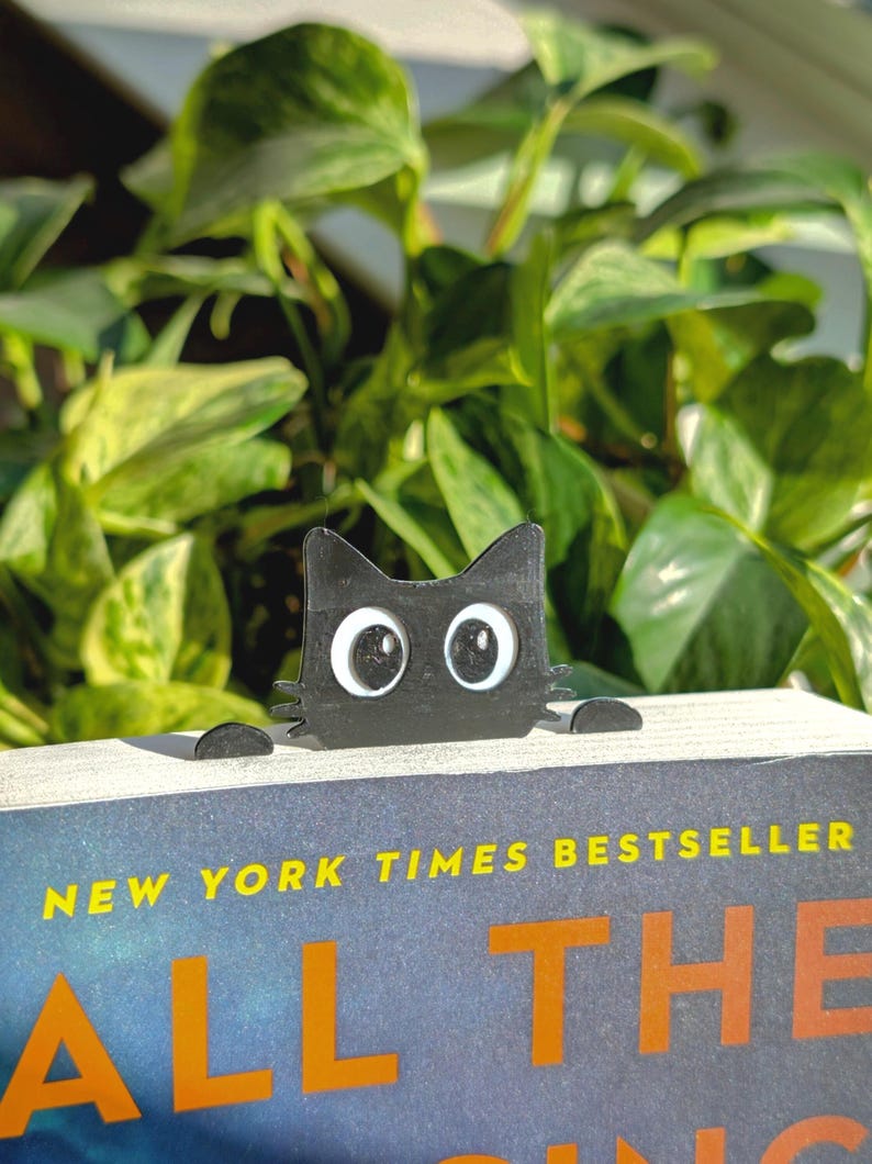 Black Cat Bookmark Peeking Over Book, Cute Animal Lover Gift, Accessory ...