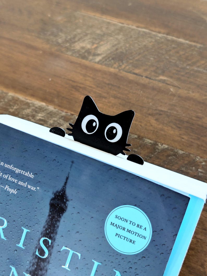 Black Cat Bookmark Peeking Over Book, Cute Animal Lover Gift, Accessory ...