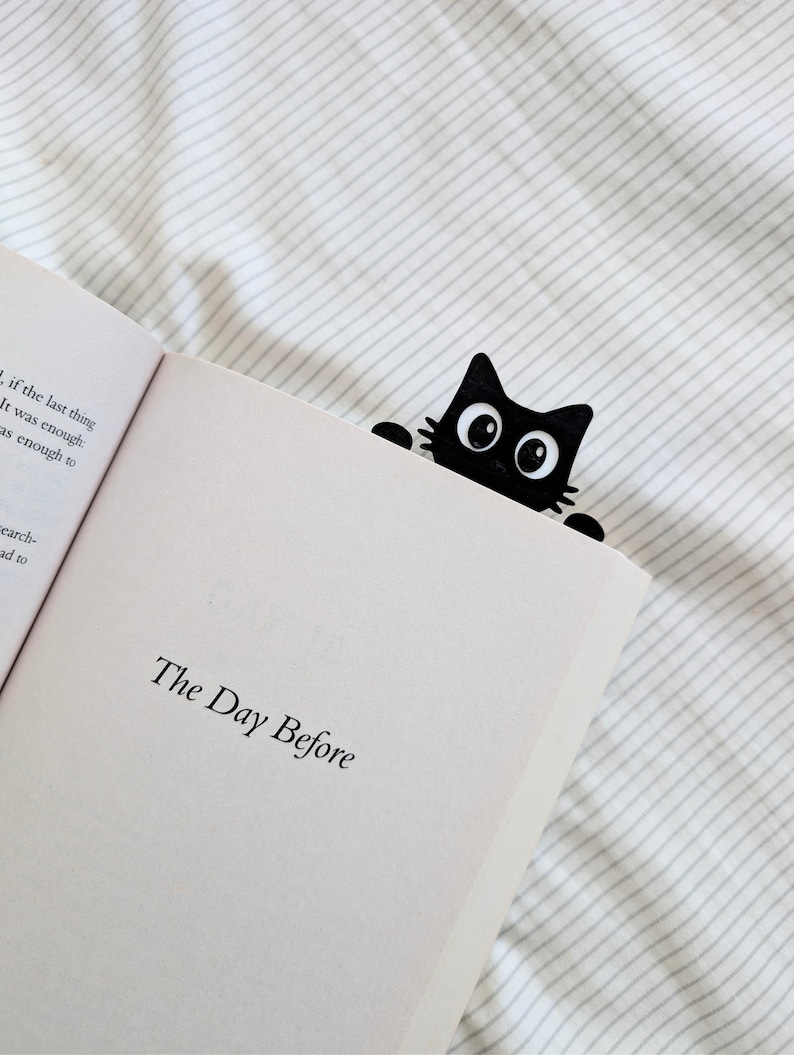 Black Cat Bookmark Peeking Over Book, Cute Animal Lover Gift, Accessory ...
