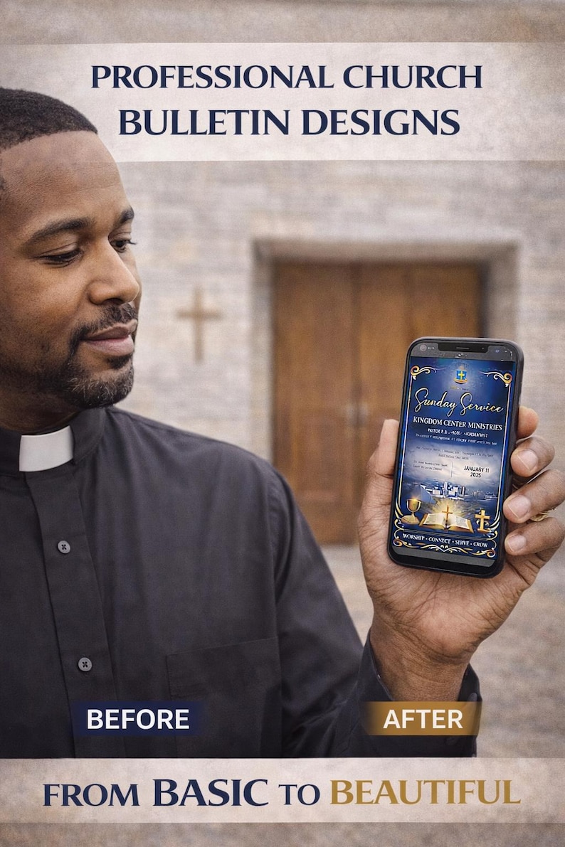 Church Bulletin Template | Editable Canva Church Program | Sunday ...