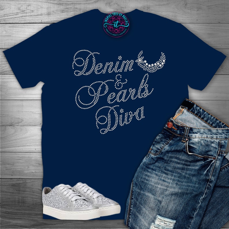 Denim & Pearls Diva Bling Tee - Etsy
