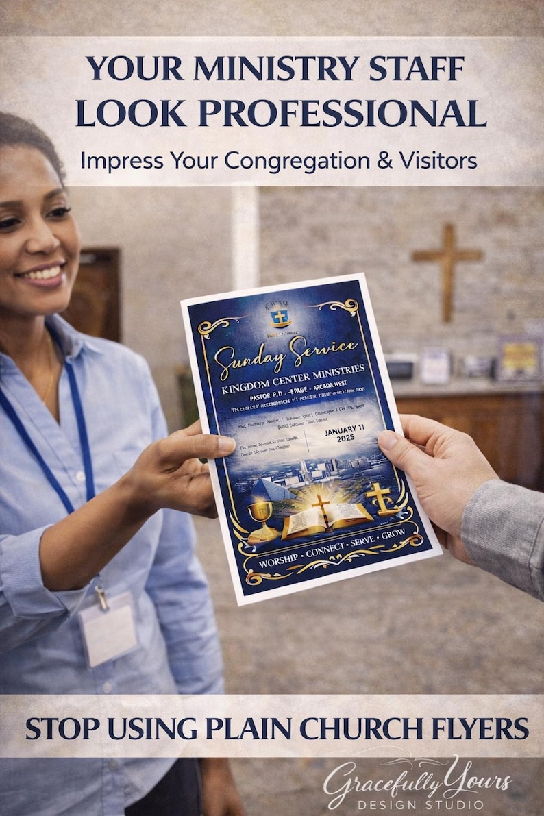 Church Bulletin Template | Editable Canva Church Program | Sunday ...