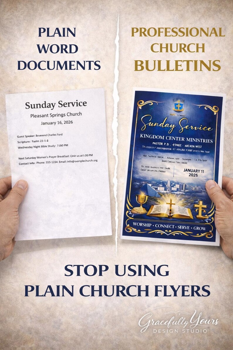 Church Bulletin Template | Editable Canva Church Program | Sunday ...