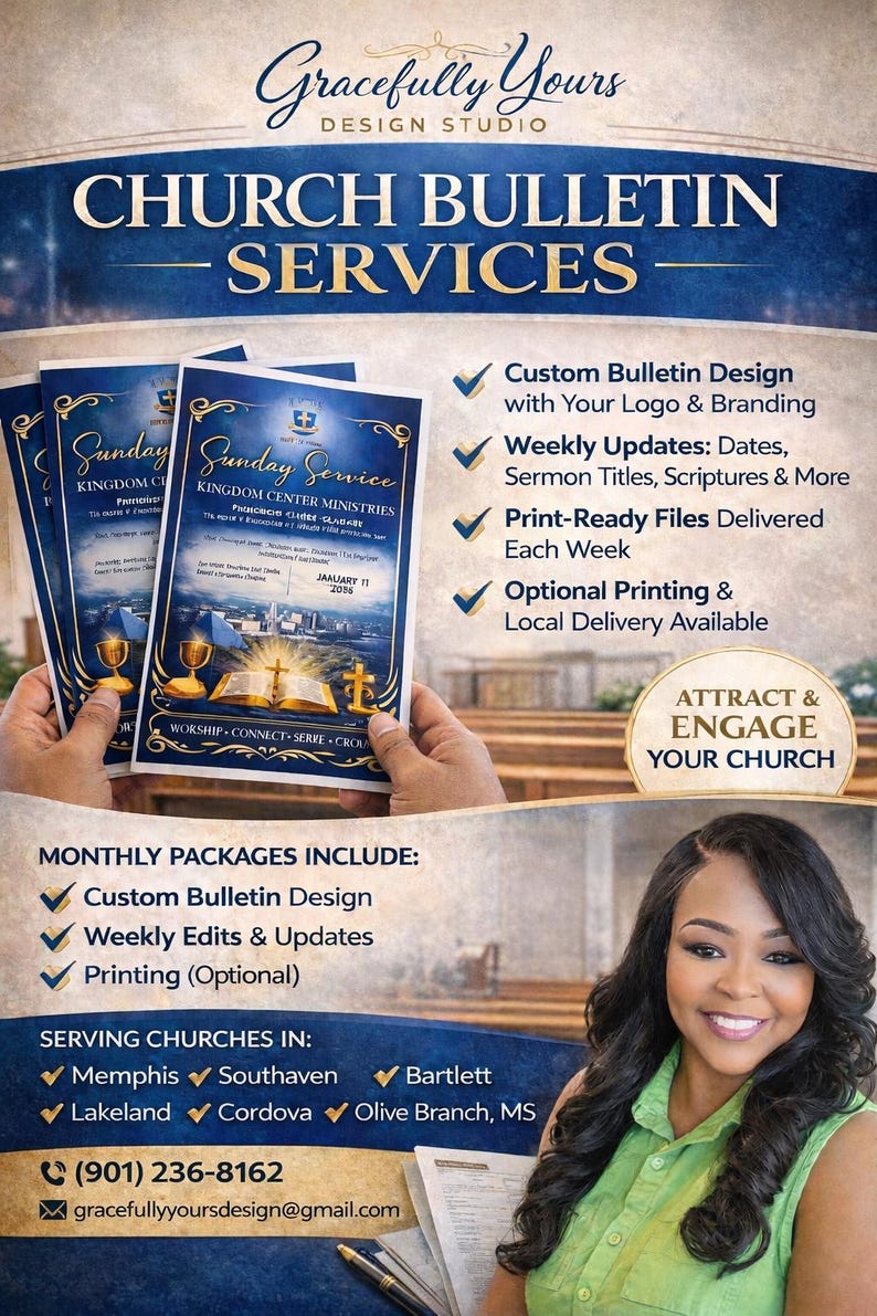 Church Bulletin Template | Editable Canva Church Program | Sunday ...