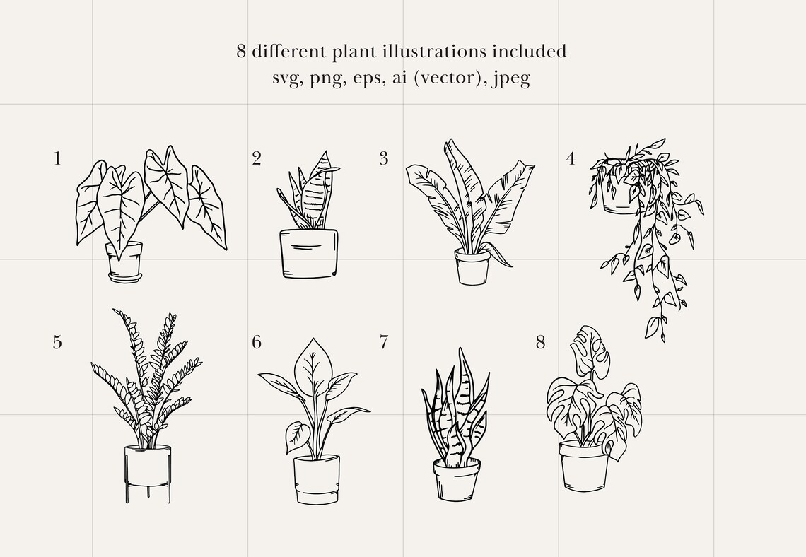 House Plant Vectors Potted Plant SVG Greenery SVG House - Etsy