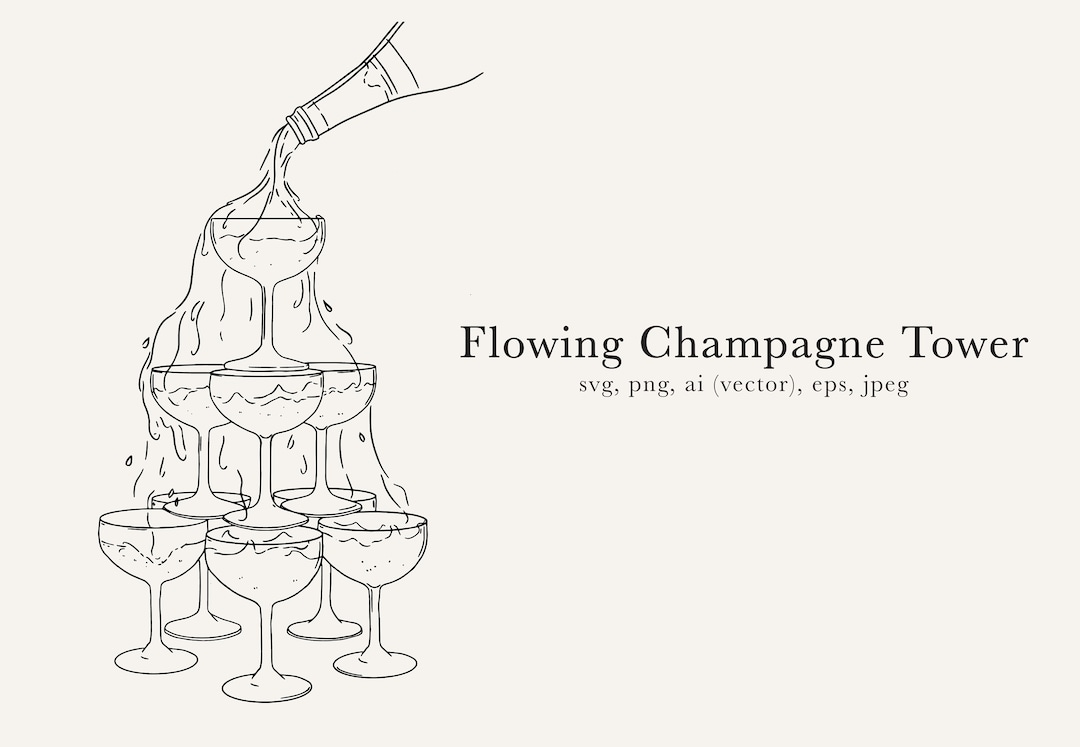 Flowing Champagne Tower Illustration, Champagne Tower Clip Art ...