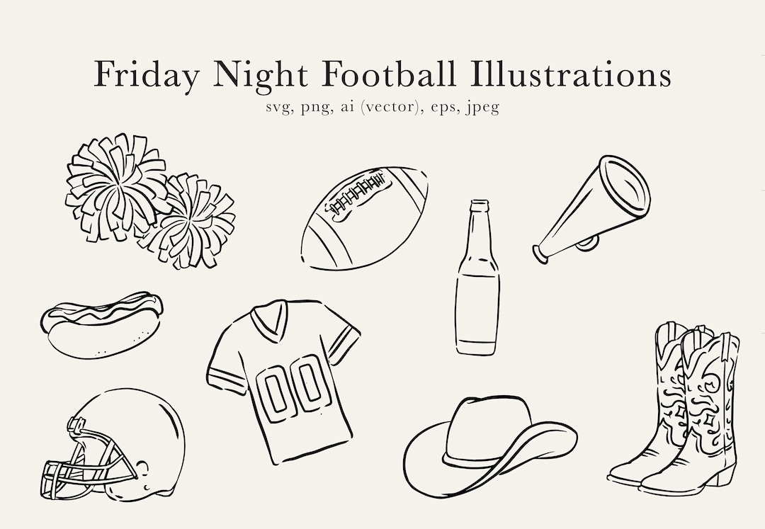Football Clip Art, Friday Night Football Illustrations, Football Themed ...