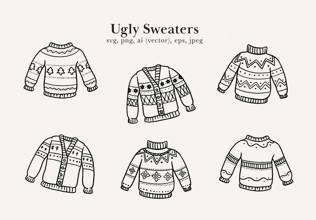 Ugly Sweater Illustrations, Ugly Sweater Drawings, Ugly Sweater SVG ...