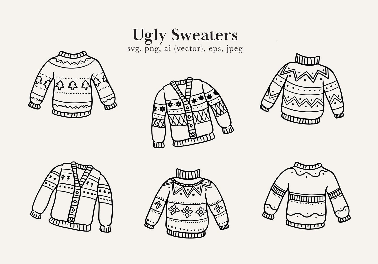 Ugly Sweater Illustrations, Ugly Sweater Drawings, Ugly Sweater SVG ...
