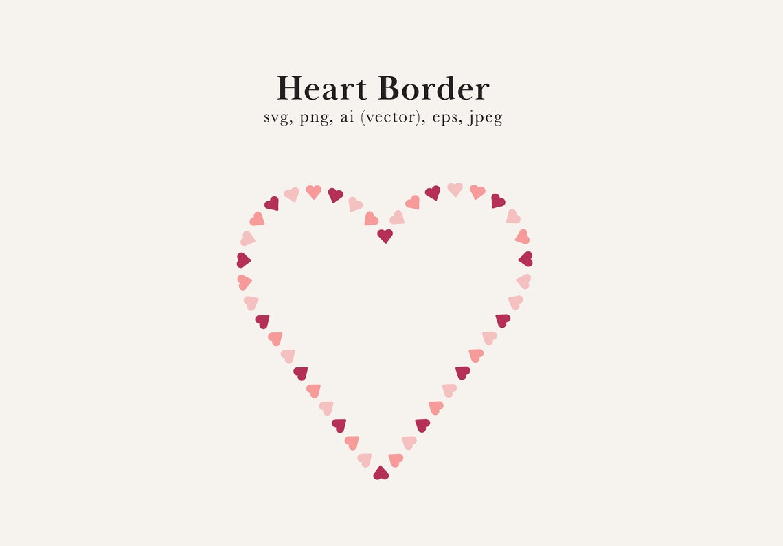 Heart Border SVG, Valentine's Day Border, Heart Border Design, Heart ...
