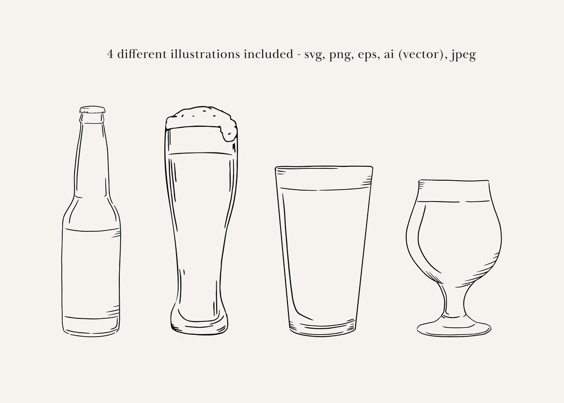 Beer SVG Beer Drawings Wedding Drink Sign Wedding Cocktail - Etsy