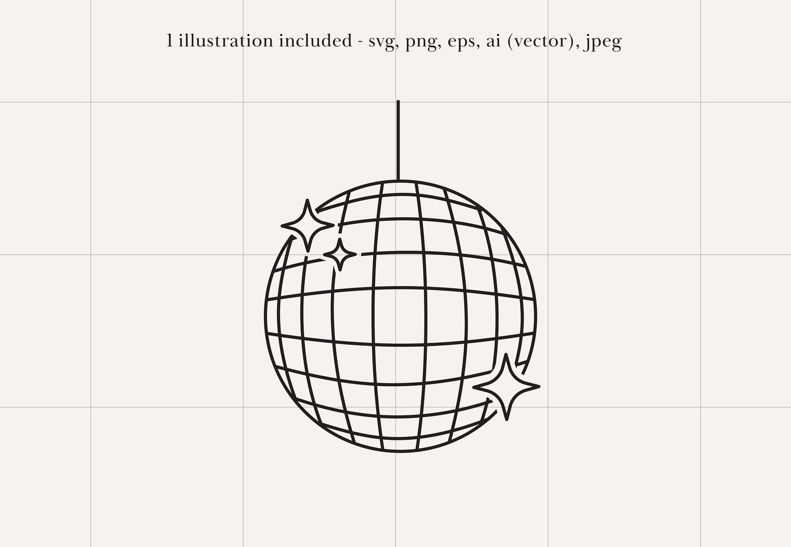 Disco Ball Clip Art, Disco Ball Drawing, Disco Ball Cutting File, Disco ...