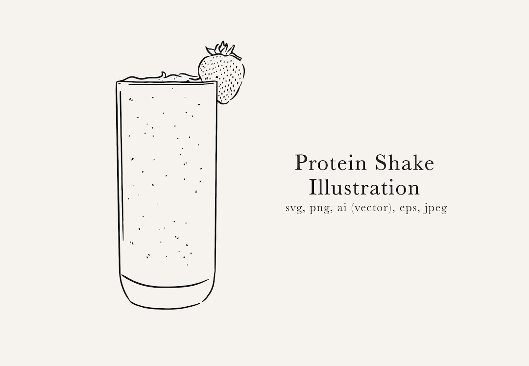 Protein Shale Illustration, Protein Smoothie Drawing, Protein Shake SVG ...