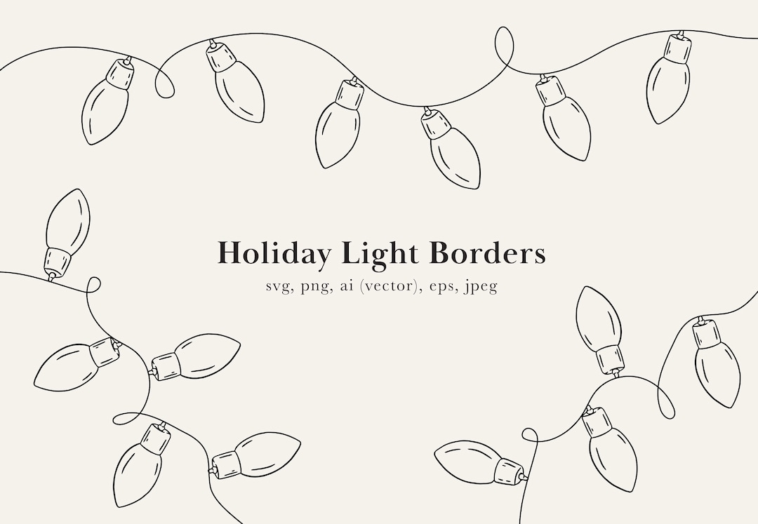 Holiday Light Border SVG, Christmas Light Border PNG, Christmas Light ...