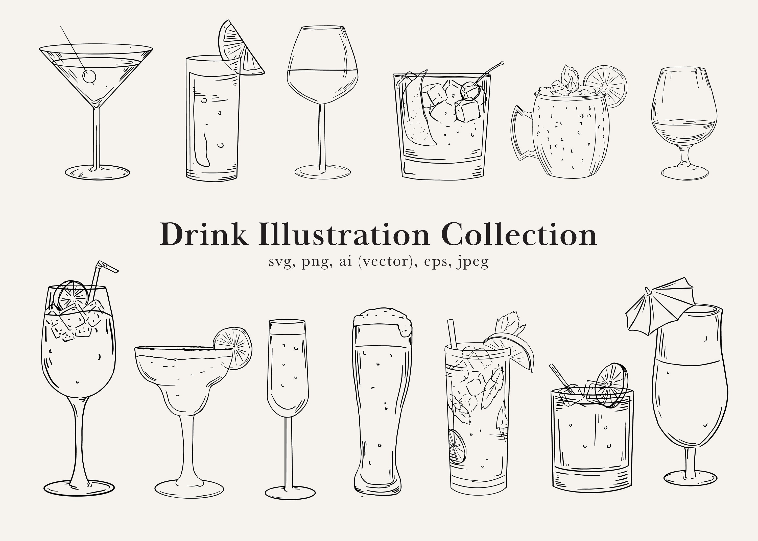Cocktail Illustrations Drink Clip Art Cocktail Clip Art Etsy Uk