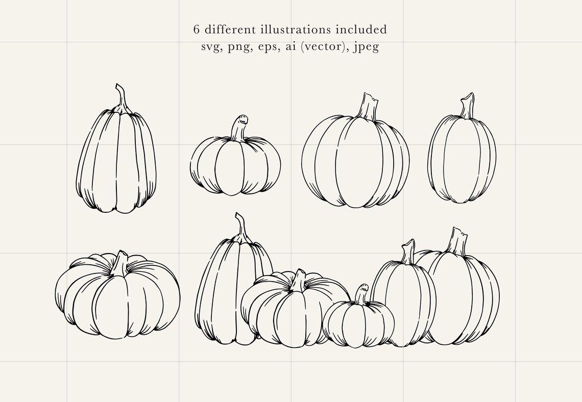 Hand Drawn Pumpkins, Pumpkin PNG, Pumpkin SVG, Fall Clip Art, Pumpkin ...