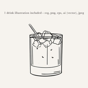 Cocktail Illustration, Rum and Coke JPEG, Simple Cocktail Clip Art ...