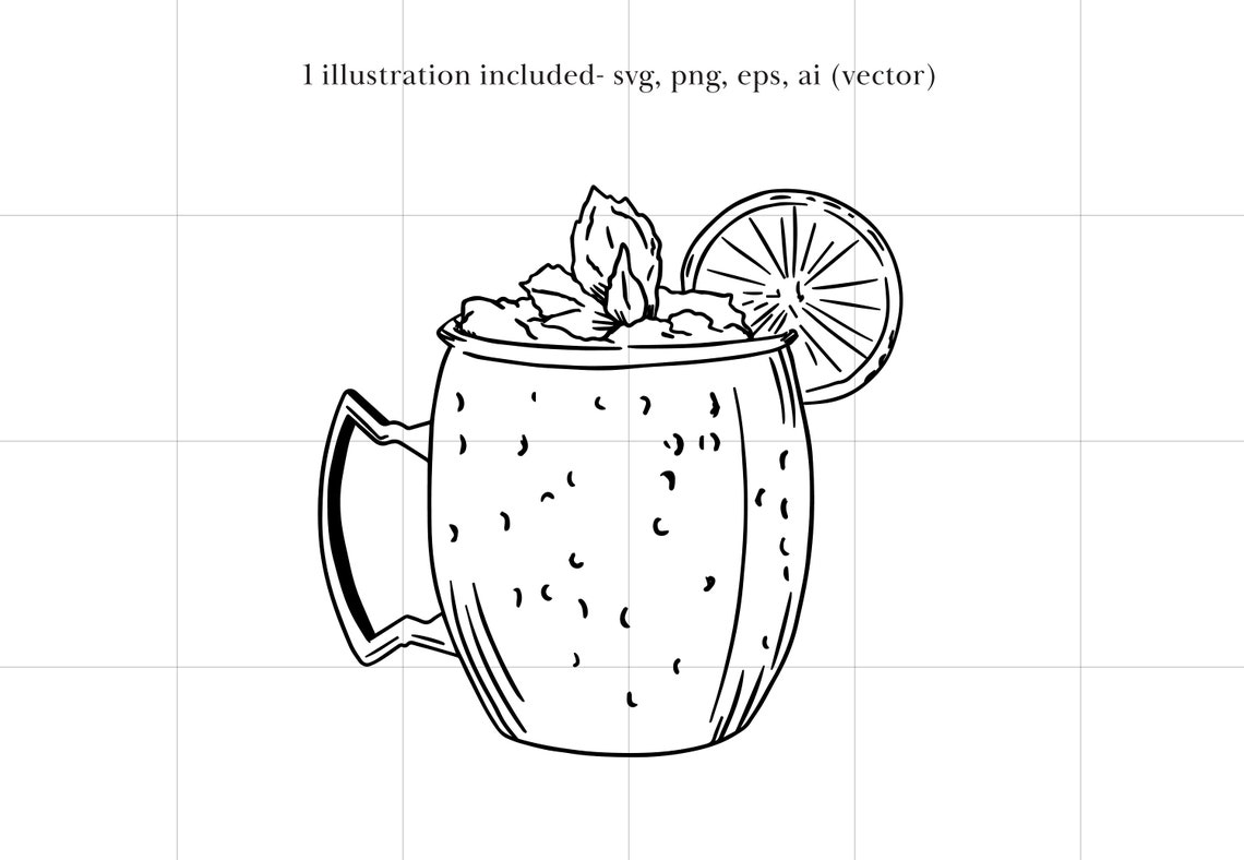 Moscow Mule Cutting File, Moscow Mule Sketch, Drink SVG, Moscow Mule ...