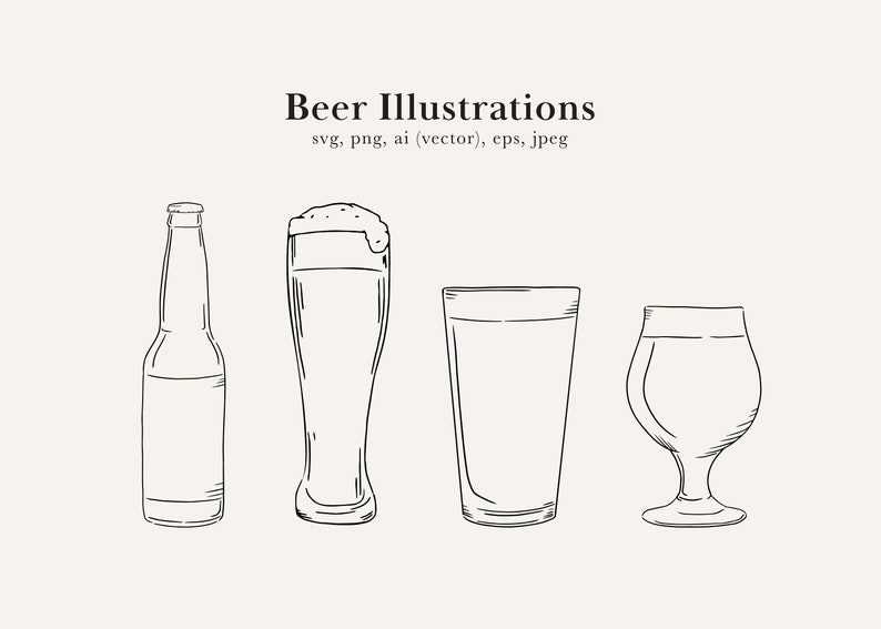 Beer SVG Beer Drawings Wedding Drink Sign Wedding Cocktail - Etsy