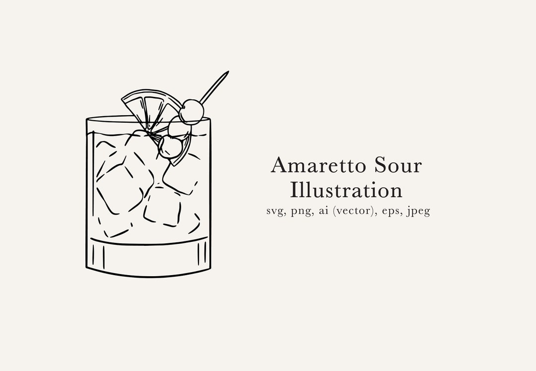 Amaretto Sour Illustration, Amaretto Sour PNG, Wedding Cocktail ...