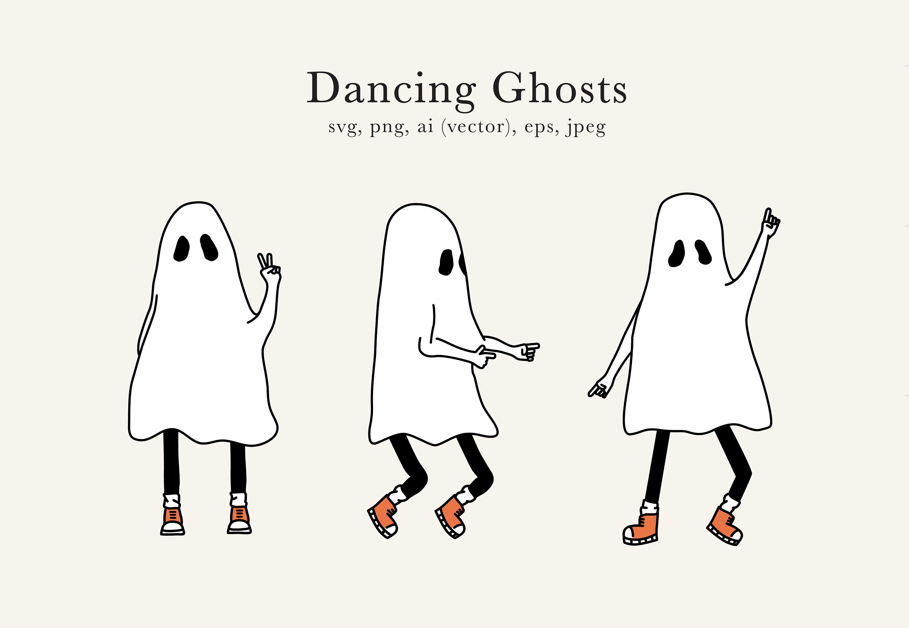 Dancing Ghosts Svg, Dancing Ghosts PNG, Fun Ghost Drawing, Ghost SVG ...