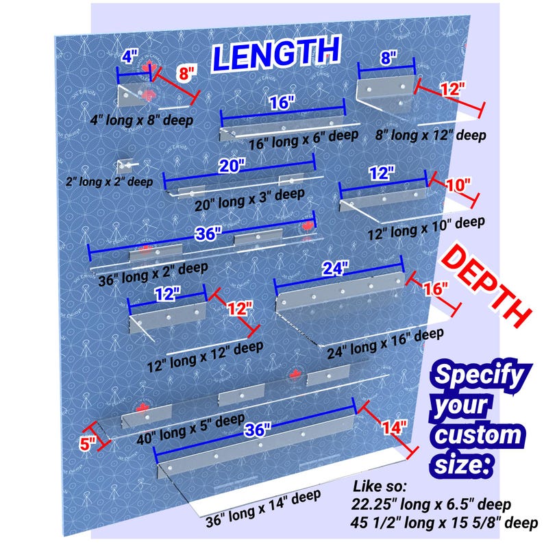 10 Inch Long Clear Acrylic Floating Shelf | Base Size + Custom Length ...