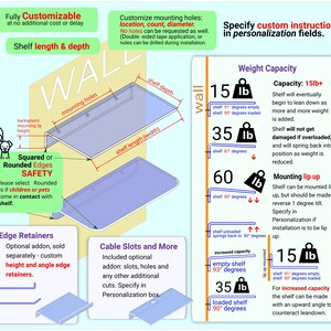 10 Inch Long Clear Floating Shelf Custom Length Depth - Etsy