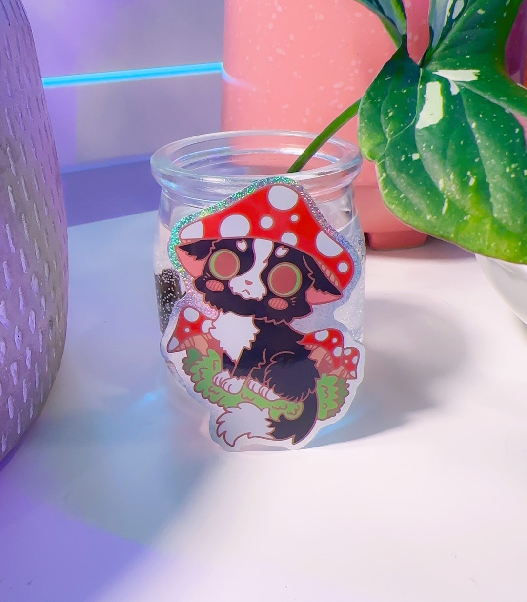 Mushroom Cat Sticker - Etsy