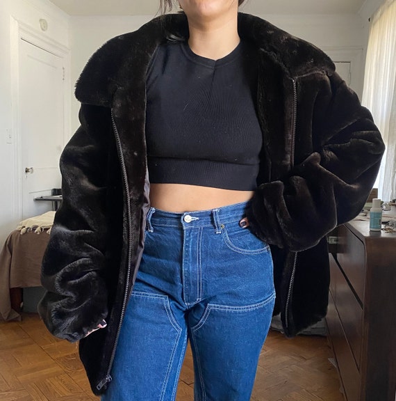 Vintage chocolate brown faux fur Coat - Gem