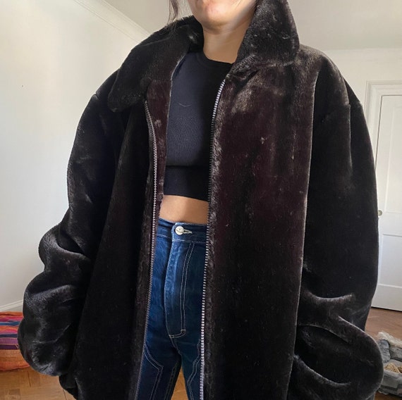 Vintage chocolate brown faux fur Coat - Gem